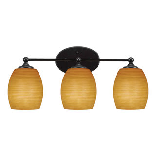 Capri 3-Light Bath Bar, Matte Black/Cayenne Linen - Transitional ...