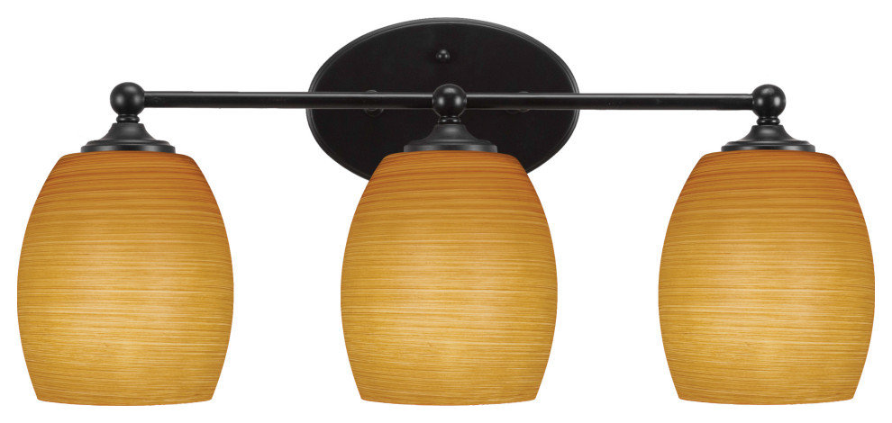 Capri 3-Light Bath Bar, Matte Black/Cayenne Linen - Transitional ...