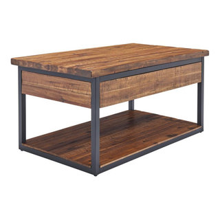 Claremont 42L Rustic Wood Coffee Table With Low Shelf - Industrial ...