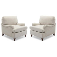 Home Square Polyester Fabric Transitional Arm Chair in Beige - Set of 2 ...