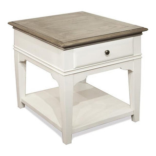 Riverside Furniture Myra Wood 1-Drawer End Table in Natural/Paperwhite ...