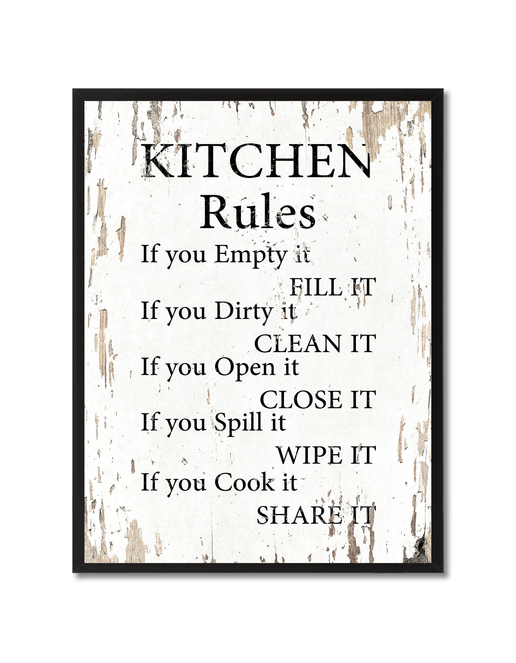 Kitchen Rules Inspirational, Canvas, Picture Frame, 13"x17" - Rustic ...