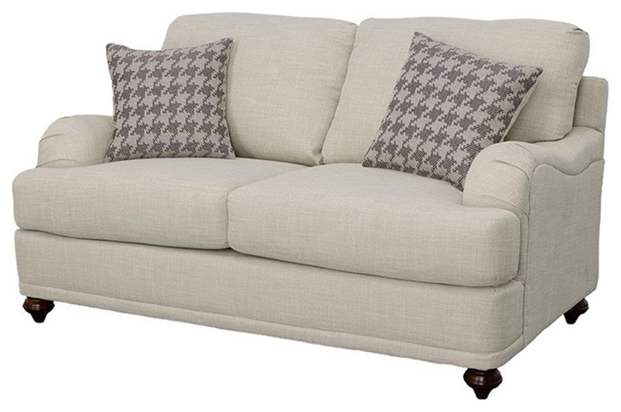 Pemberly Row Transitional Fabric Upholstered Cushion Back Loveseat ...