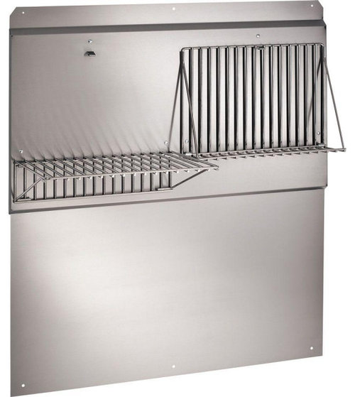 Stainless backsplash with warming racks