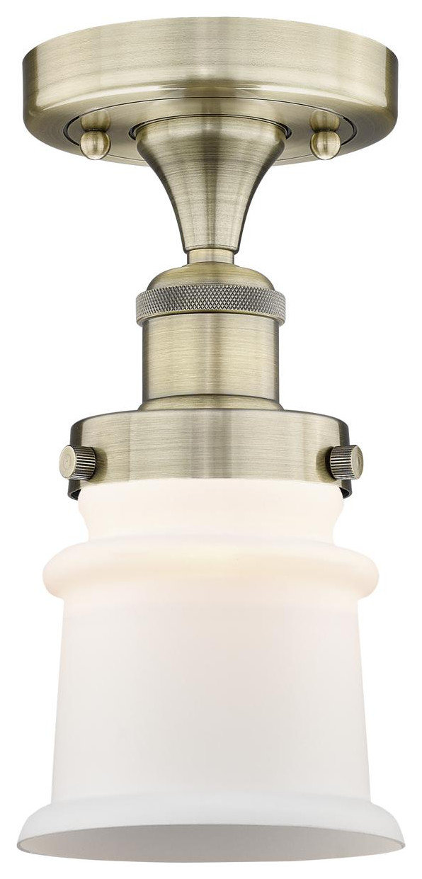 Canton 1 Light Semi-Flush Mount, Antique Brass, Matte White, 2.05 lb ...