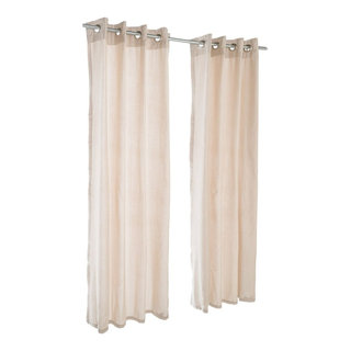 Shadow Wren Sunbrella Outdoor Curtain With Grommets, 96" Long ...