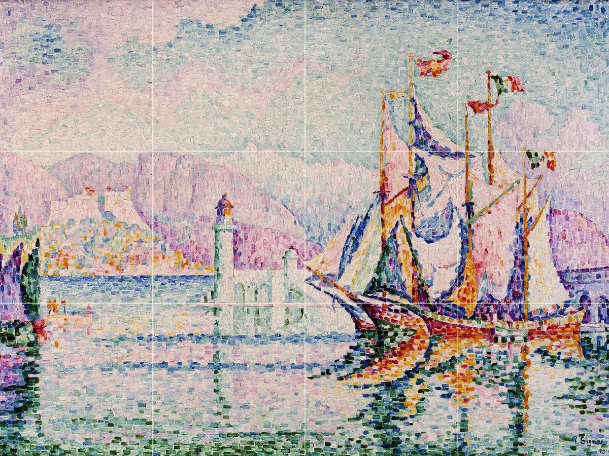 Tile Mural Landscape morning sea berth Wall Backsplash, 4.25" Ceramic ...
