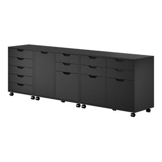 Halifax 3-Pc Cabinet Set with File Drawer, Black - Transitional ...