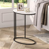 Enzo 20'' Wide Oval Side Table with Faux Marble Top in Blackened Bronze ...