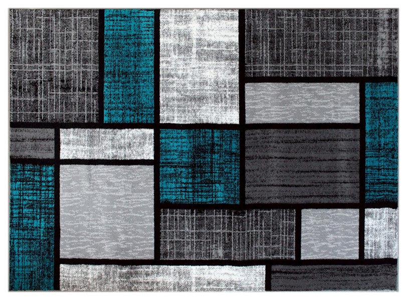 Flash Furniture Raven 5x7 Block Area Rug, Turquoise, OKR-RG1110-57-TQ ...