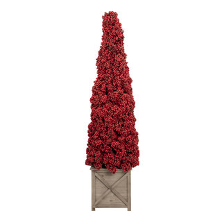 50" Red Berry Cone Potted Christmas Topiary - Modern - Christmas Trees ...