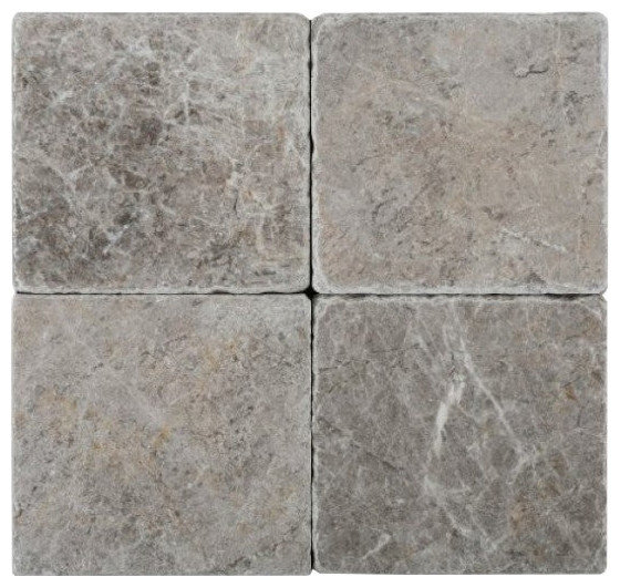 Atlantic Gray Marble 4"x4" Tile Tumbled - Traditional - Wall And Floor ...