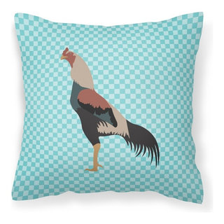 Kulang Chicken Blue Check Fabric Decorative Pillow - Farmhouse ...