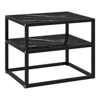 vidaXL Console Table Entryway Side End Table with Steel Black Tempered ...