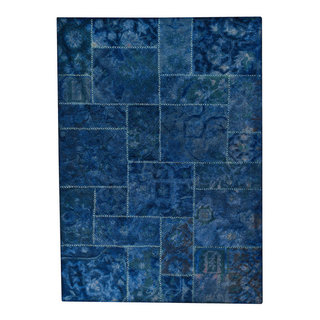 Hand Tufted Blue Wool Area Rug, 5'2"x7'6" - Contemporary - Area Rugs ...