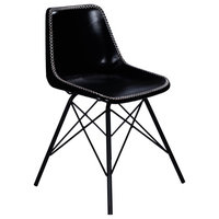 Black Contrast Stitch Leather Dining Chair - Midcentury - Dining Chairs ...