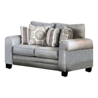 Fabric Loveseat with Tapered Legs, Blue Gray, Loveseat - Transitional ...