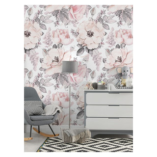 Blush Flower Mural Peel and Stick Vinyl Wallpaper, 24"w X 108"h ...