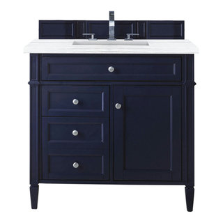 Brittany 36" Victory Blue Single Vanity, 3 Cm Carrara Marble Top ...