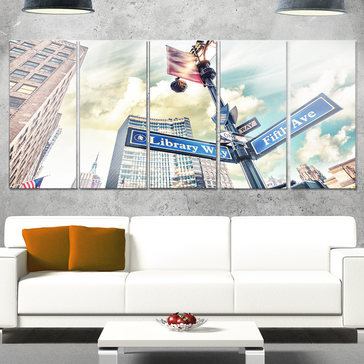 "Library Way and 5th Avenue Street Signs" Metal Wall Art, 60"x28 ...