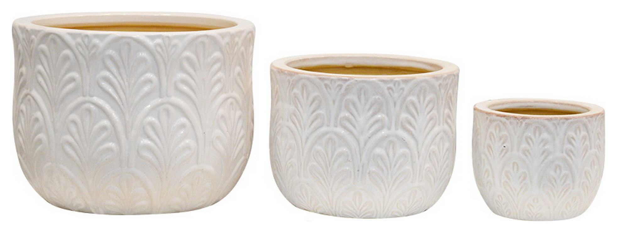 Plutus Brands Planter Set Of 3, White Porcelain - Transitional - Indoor ...
