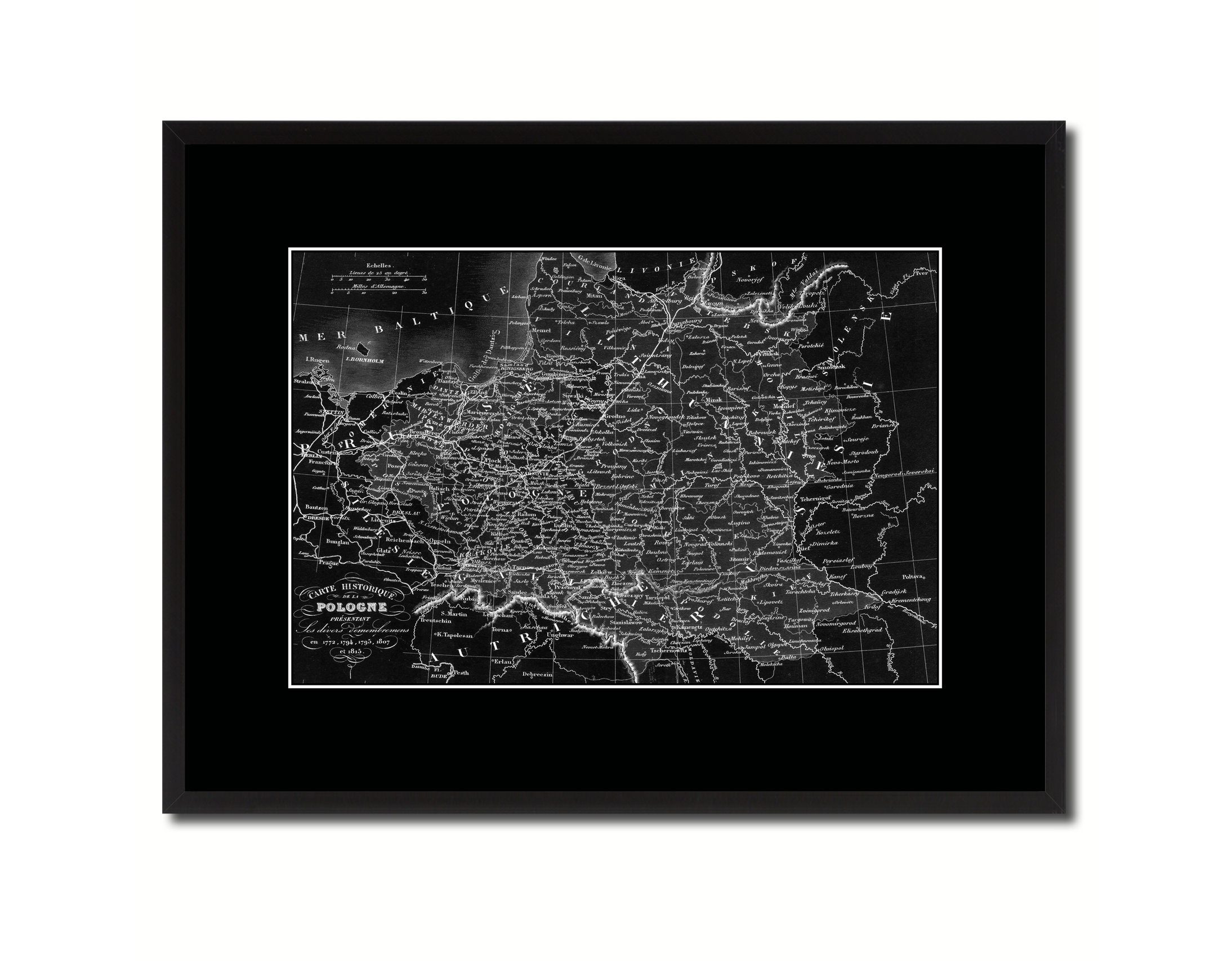 Poland Prussia Germany Vintage Monochrome Map Canvas, 16"x21 ...