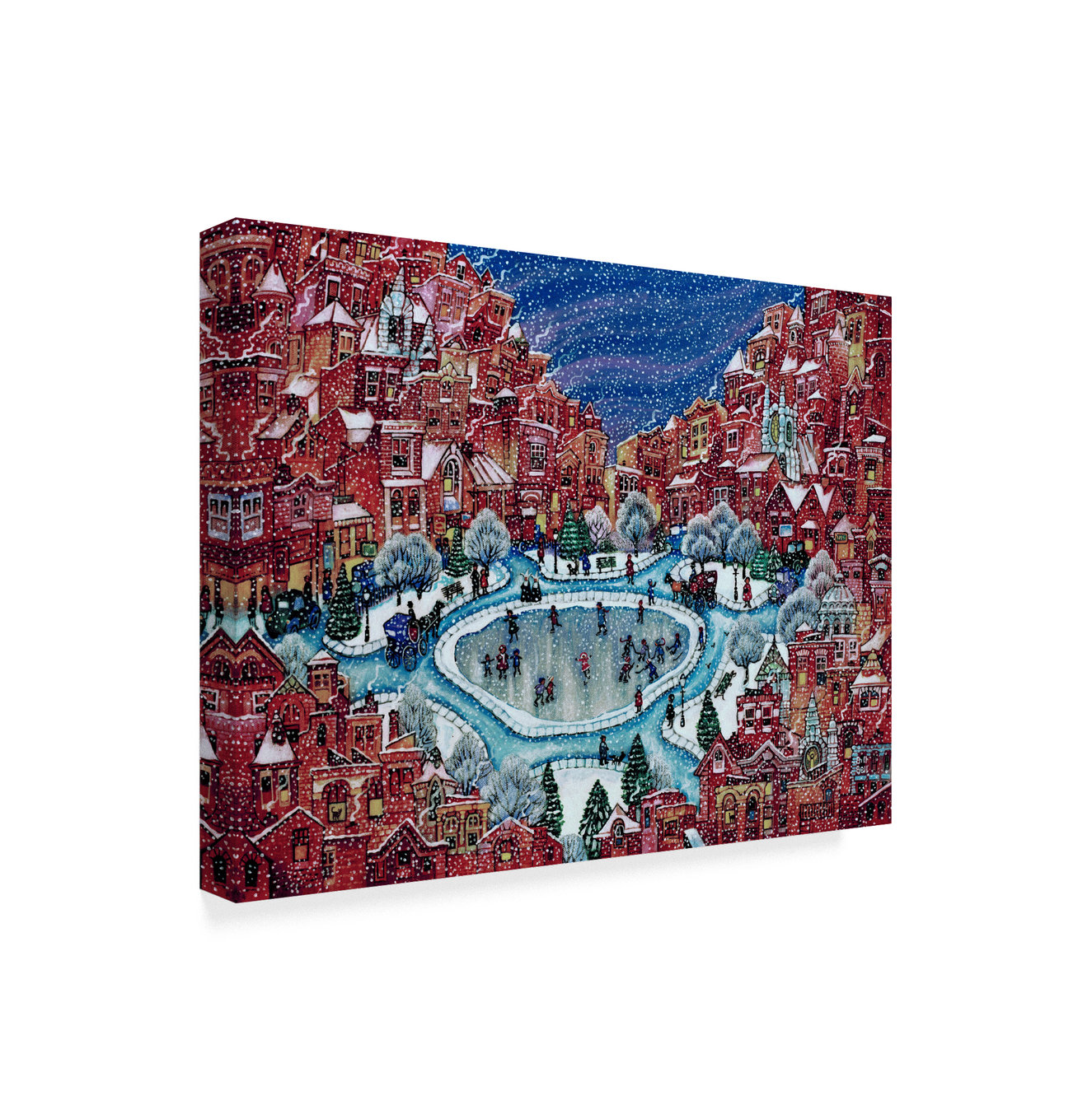 "Red Snow City" by Bill Bell, Canvas Art, 24"x18" - Traditional ...