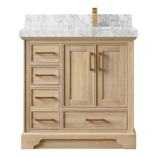 Charlotte Oak 36" Right Offset Bath Vanity, 36" Right Offset ...