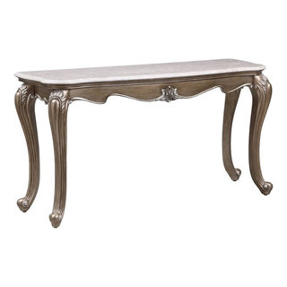 ACME Elozzol Sofa Table in Marble & Antique Bronze Finish - Victorian ...