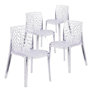 Vision Series Transparent Stacking Side Chairs, Set of 4 - Contemporary ...