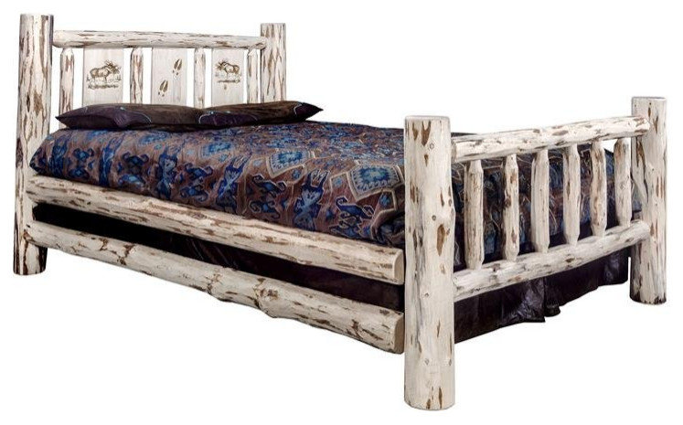 Montana Woodworks Wood California King Bed with Laser Engraved Moose in ...