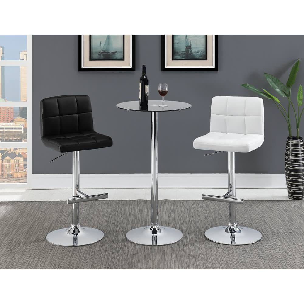 Lenny Adjustable Bar Stools Chrome and White (Set of 2) - Contemporary ...