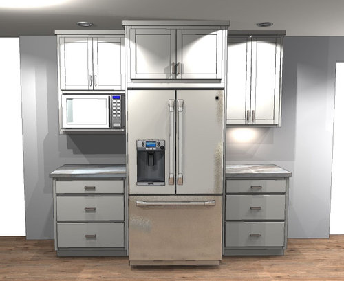 Slab front drawers with white shaker cabinets?