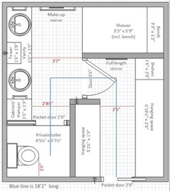 Need help with bathroom layout to maximize closet and storage!