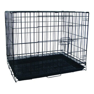 24" Dog Kennel Cage With Bottom Grate, Black - Contemporary - Dog ...