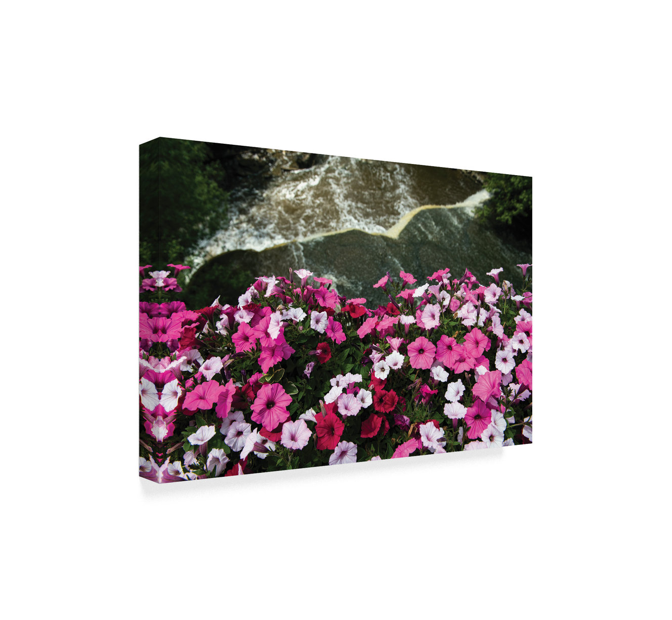 Kurt Shaffer 'Flowers Over The Falls' Canvas Art, 22"x32" - Tropical ...
