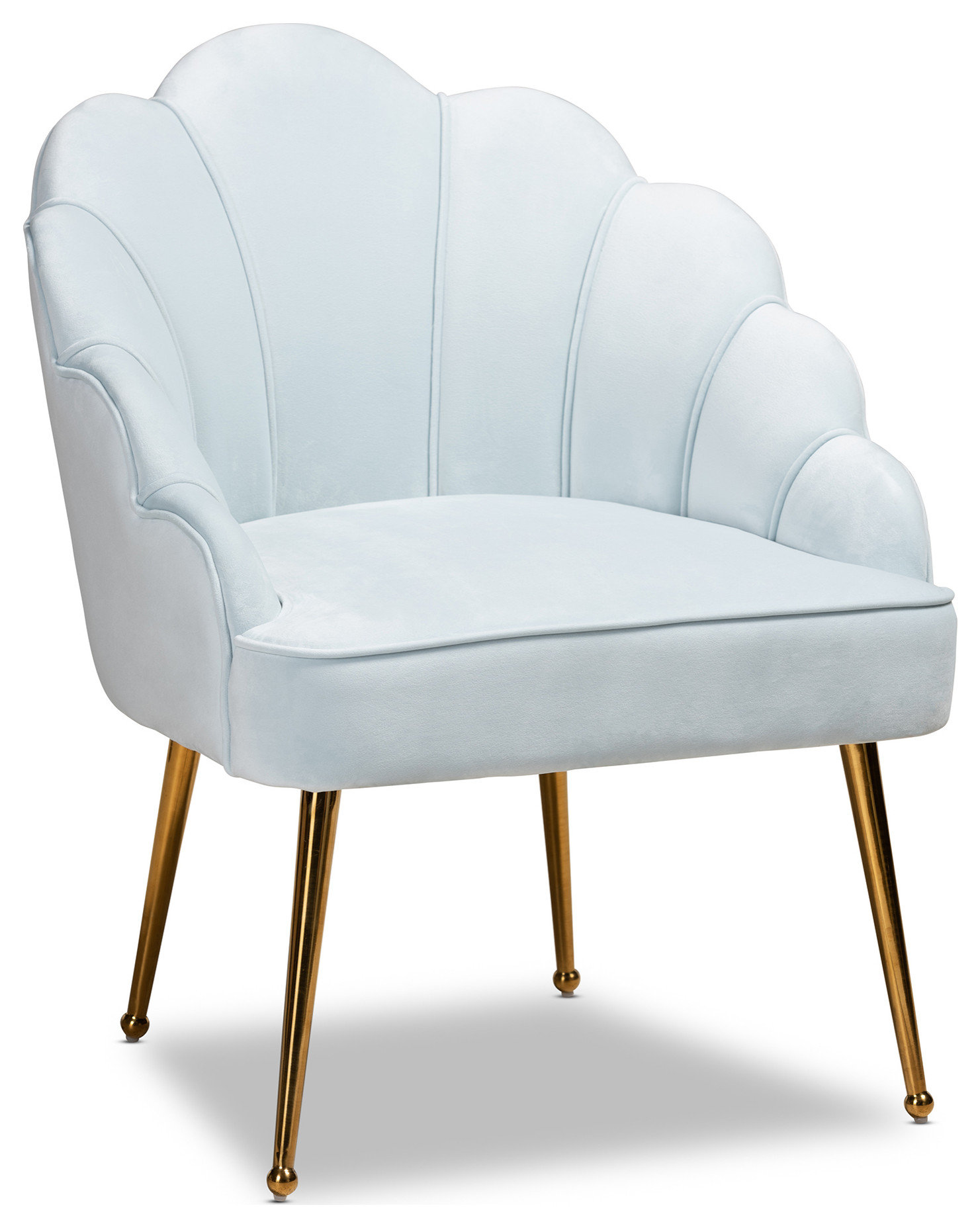 Coralye Velvet Upholstered Seashell Accent Chair, Light Blue ...