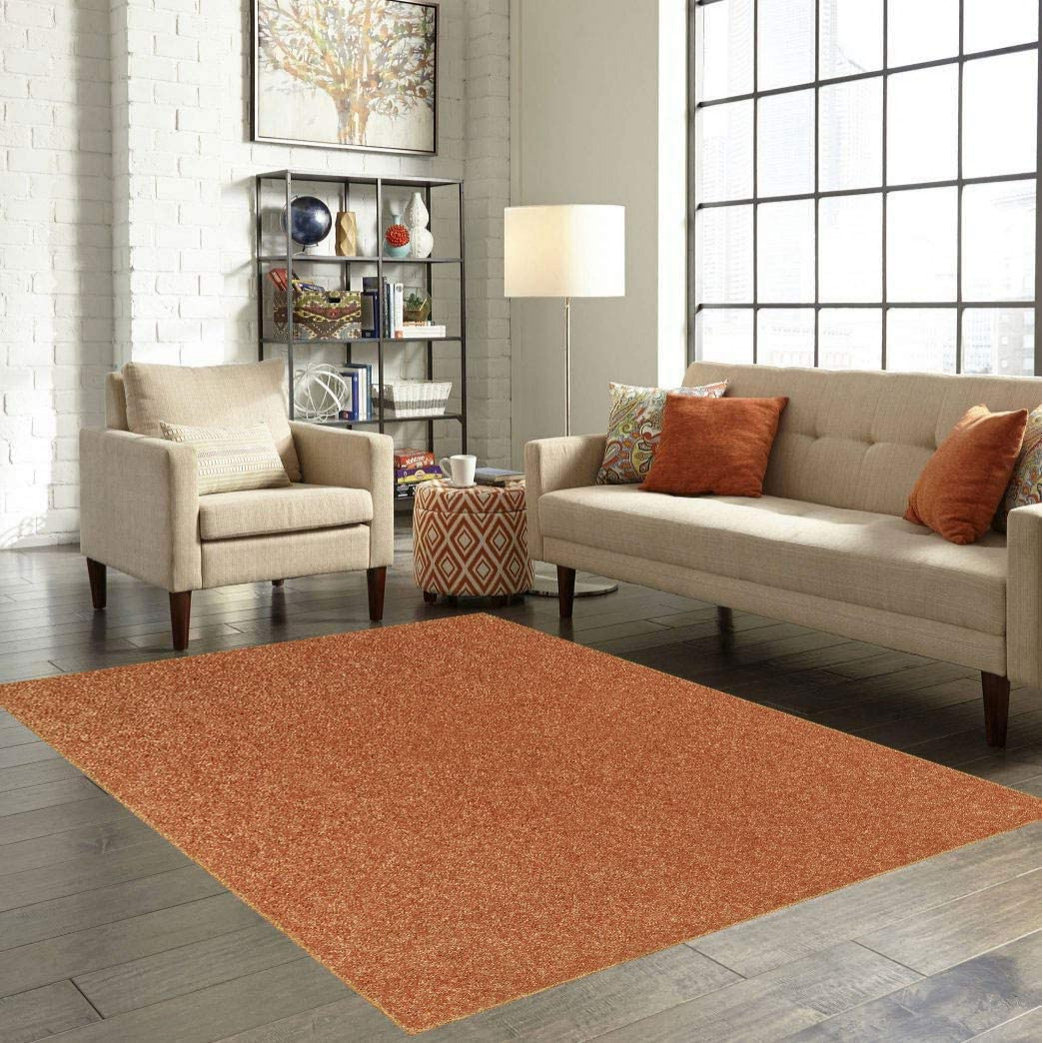 Color World Collection Way Solid Color Area Rugs, Rust, 5' Hexagon ...