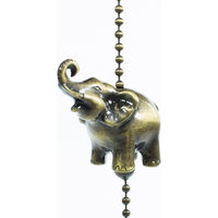 Elephant Antique Metal Ceiling Fan Pull, 2"h with 12" Antiqued Brass ...