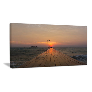 "Large Pier At Koh Rong Island" Modern Beach Canvas Art Print, 32"x16 ...