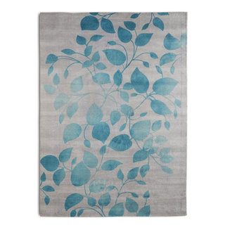Blue Contemporary Floral Ivy Area Rug, 5' x 7' - Contemporary - Area ...