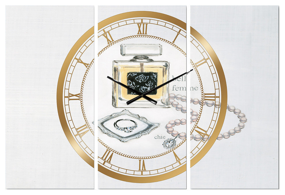 Perfume Glam Bathroom I Glam Multipanel Metal Clock - Contemporary ...