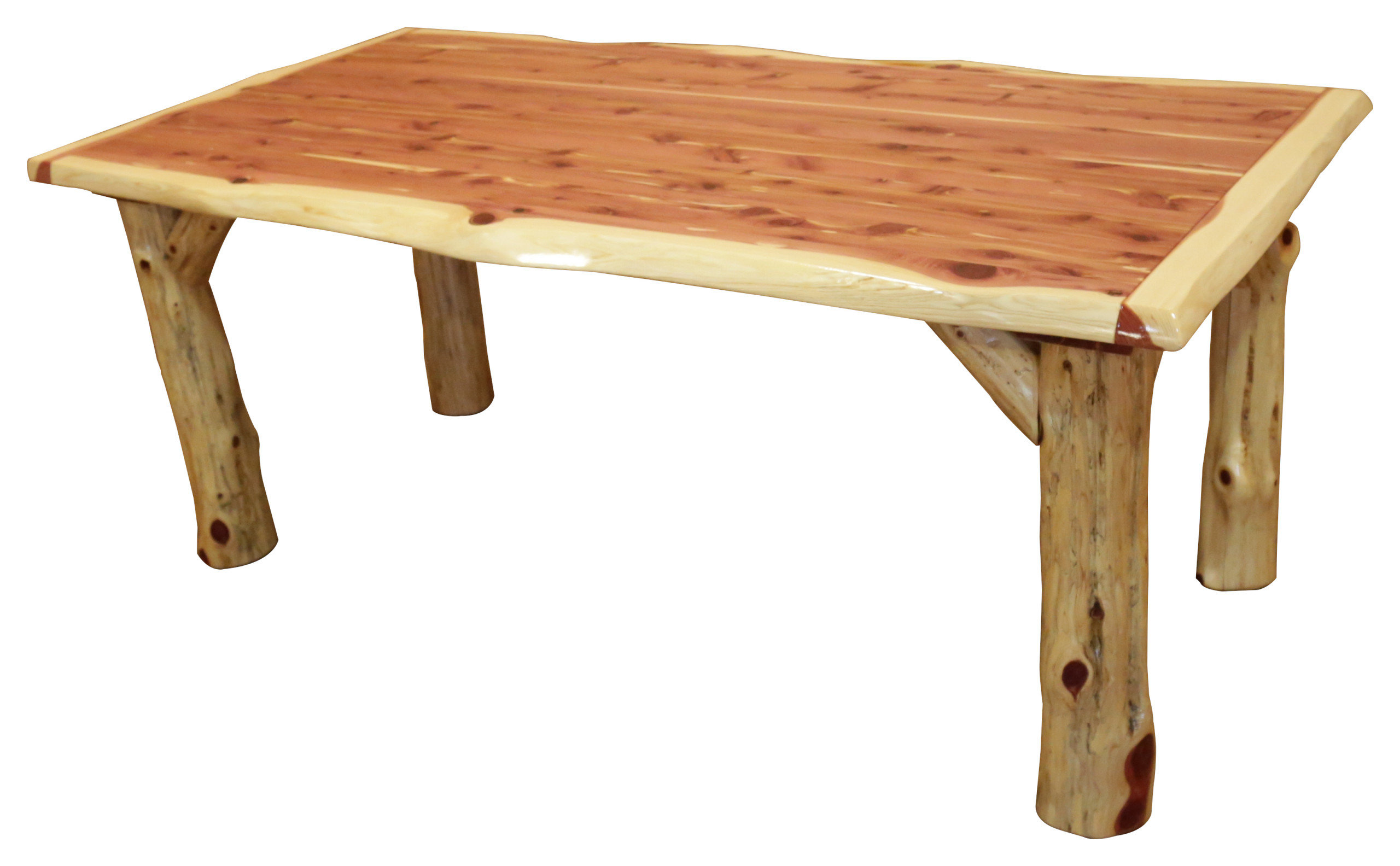 Red Cedar Log Solid Top Family Dining Table, 42" X 60" - Rustic ...