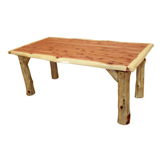 Red Cedar Log Solid Top Family Dining Table, 42" X 60" - Rustic ...