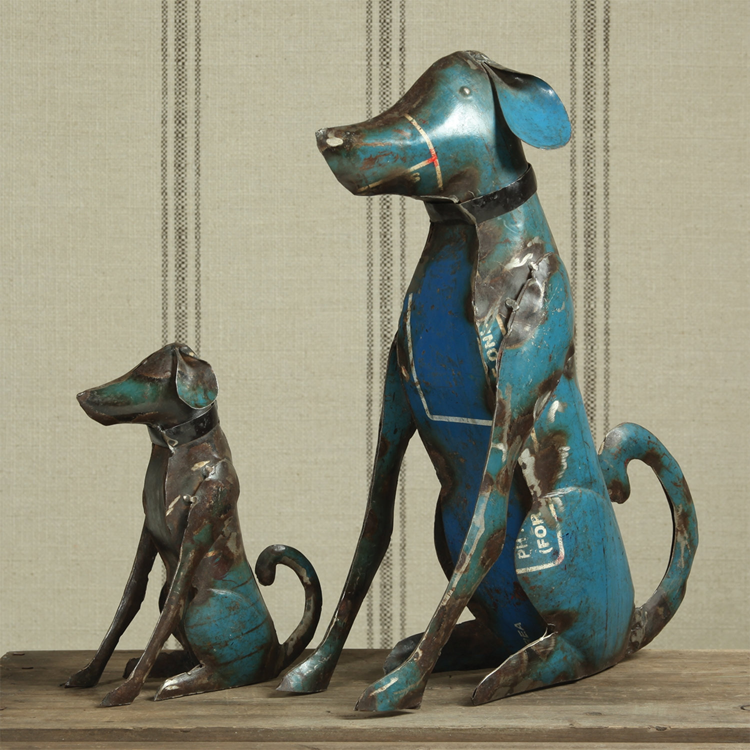Reclaimed Metal Sitting Dog, Large, Large - Farmhouse - Decorative ...