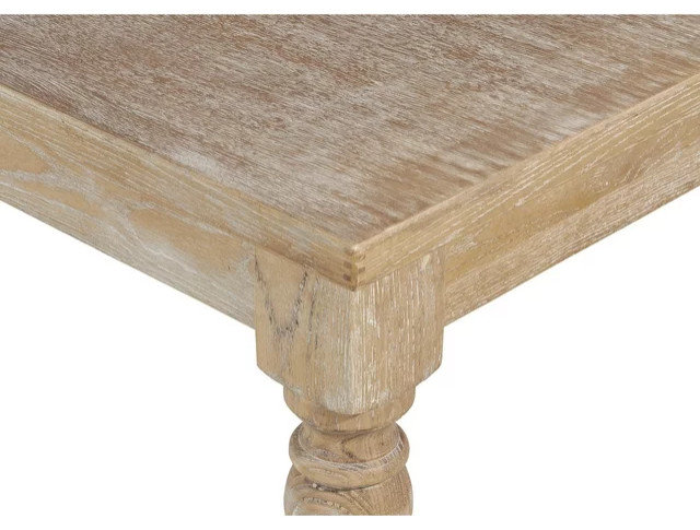 Rustic Elm Wood Rectangle Dining Table with Carved Turned Legs, Light ...