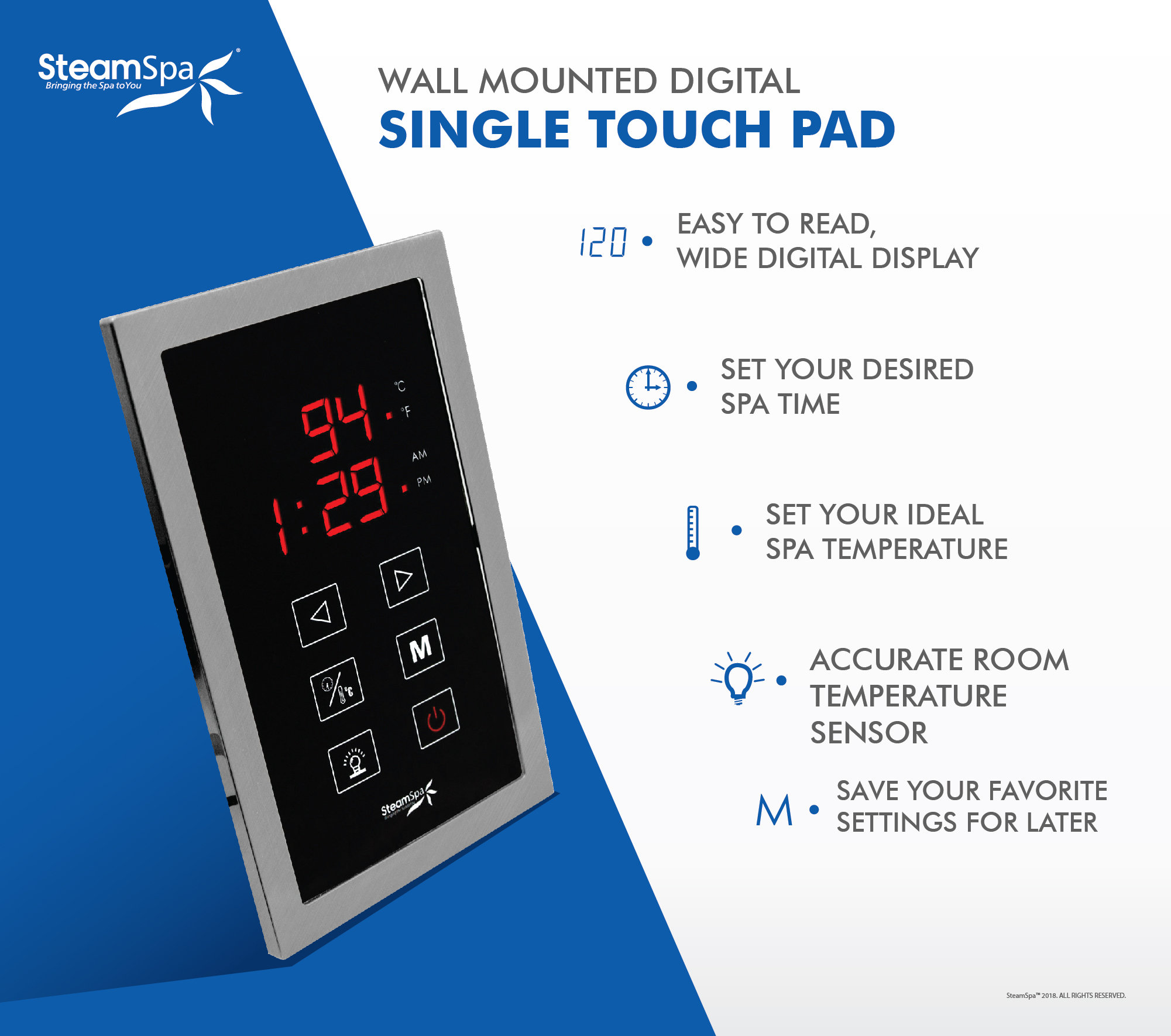 Oasis Touch Panel Control Kit, Brushed Nickel, 10 in L x 10 in W x 5 in ...