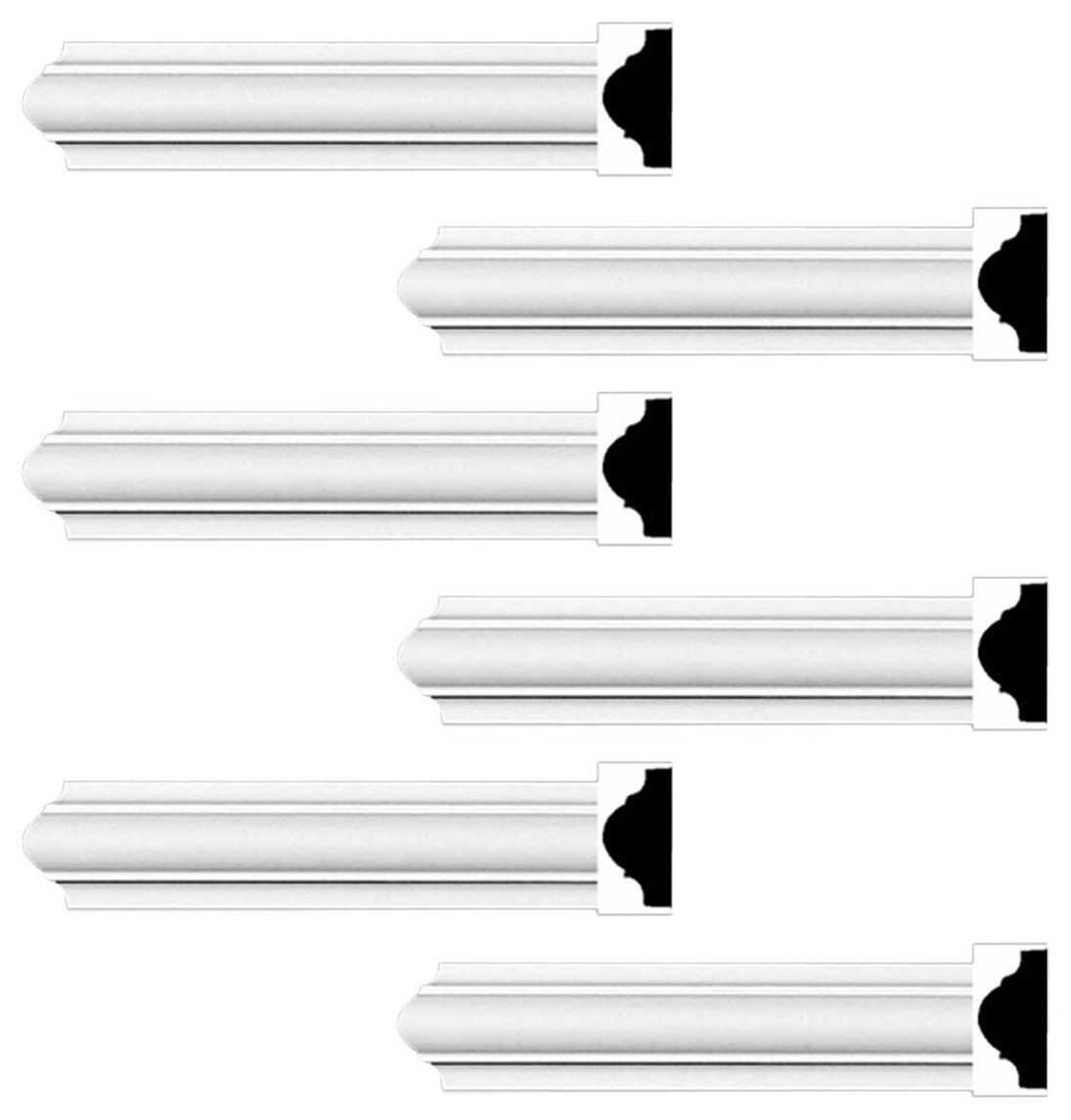 Cornice White Urethane Simple Design 6 Pieces Totaling 570" Length ...