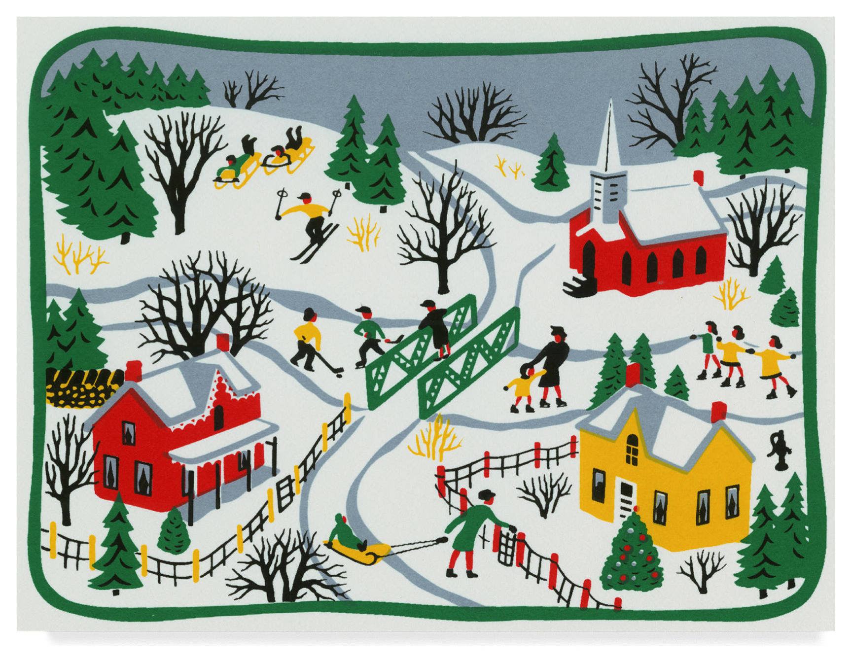 Crockett Collection 'Winter VIllage Flat' Canvas Art, 24"x18 ...