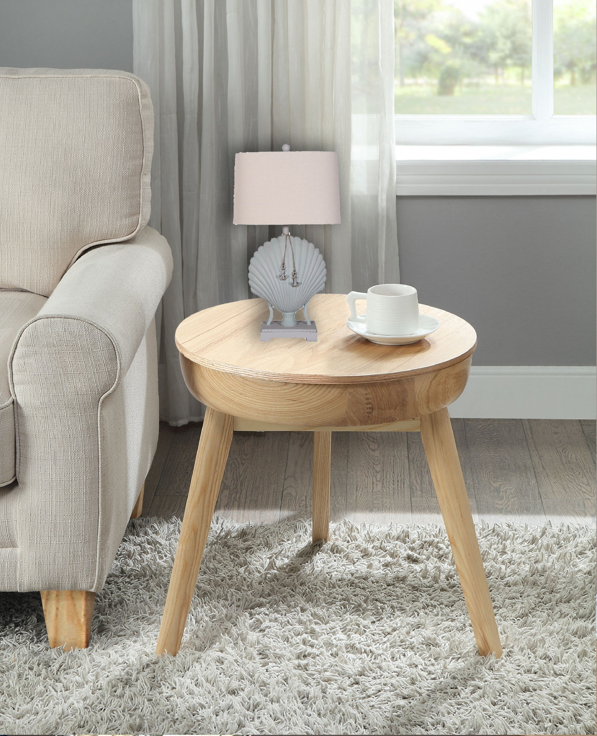 Set of 2 Pale Blue Sea Shell Table Lamps - Beach Style - Lamp Sets - by ...